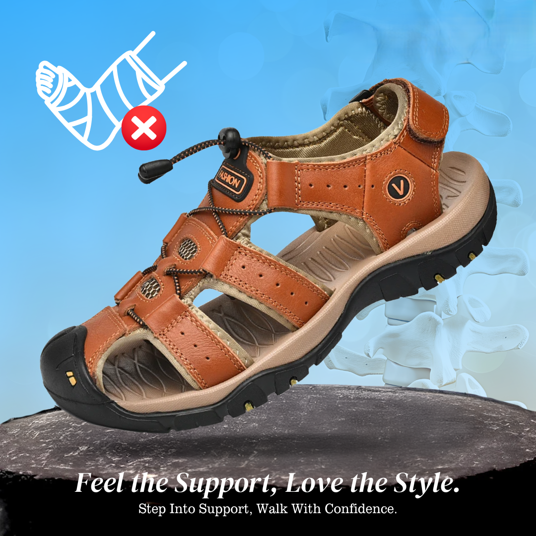 Jaden | Leather Men Casual Orthopedic Sandals – Nora-Lucille.com